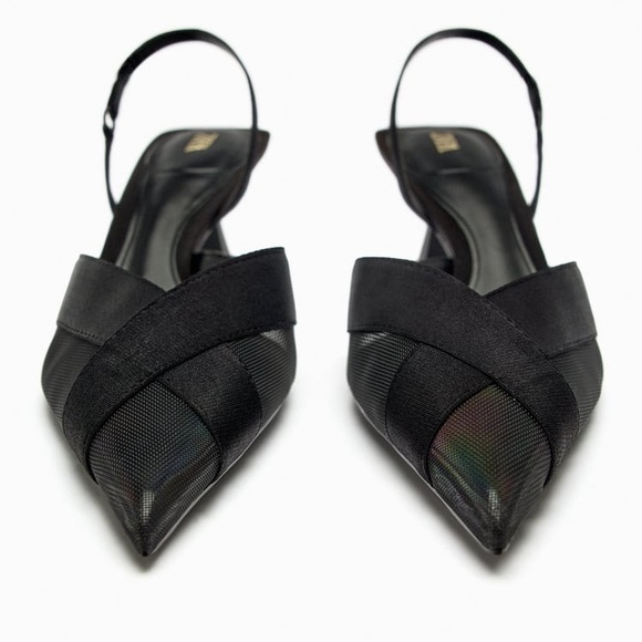 Zara | Shoes | Zara Mesh Slingback Heels | Poshmark